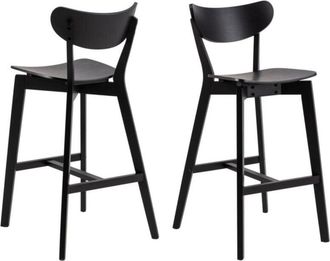 Hellin Hellin - Tabourets de bar scandinaves en bois (lot de 2) - leta