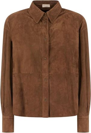 Brunello Cucinelli Veste en cuir - Femme - Blouses et Chemises - Brun - Taille: 38 FR