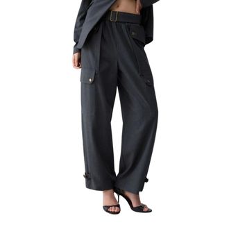 Liu Jo Pantalon Cargo en Flanelle - Femme - Pantalons - Gris - Taille: 42 FR