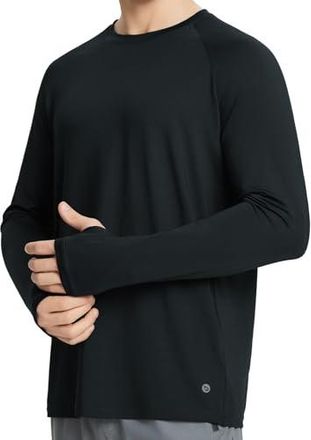 Baleaf T-shirt de course &agrave; manches longues pour homme - Respirant - Avec longue protection solaire - S&eacute;chage rapide (course &agrave; pied, yoga, loisirs en plein ai