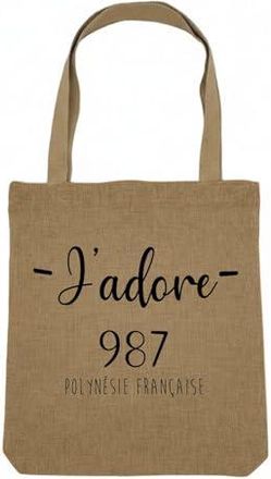 Fabulous Sac Shopping Tote Bag Aspect Lin - JAdore 987 Departement France Region Polynesie Francaise - Sac de Courses Toile Epaisse 360g Beige Naturel Cabas Po