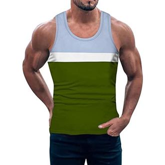 Generic Gilet de sport ray&eacute; pour homme d&eacute;t&eacute; d&eacute;contract&eacute; &agrave; rayures - Haut de plage &eacute;l&eacute;gant sans manches - D&eacute;bardeur ample pour homme - D&eacute;bardeur solide pour ho