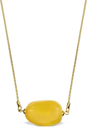 Obsidian collier à pendentif serti de pierre - Or