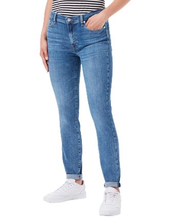 7 For All Mankind Damen Hw Skinny Slim Illusion Stride Jeans, Light Blue, 30W / 30L EU