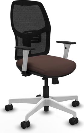 Piqueras y Crespo Schreibtischstuhl Alfera braun mit wei&szlig;en und schwarzen Armlehnen, h&ouml;henverstellbare Lendenwirbelst&uuml;tze, ausgestattet mit Syncro/Traslack und Schneide