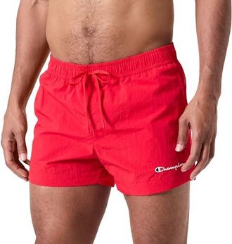 Champion Legacy Icons Beachshorts Crinkle Taslon Small Script Logo Brief Maillot de Bain, Rouge, M Hommes