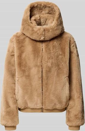 Guess Regular Fit Bomberjacke aus Kunstfell mit Kapuze