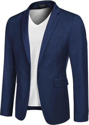 Coofandy Blazer Herren Slim Fit Sakko Anzug Anzugjacke Männer Modern Sportlich Freizeit Jackett Anzug-Jackett Hochzeit Business Sportjacke Königsblau XXL