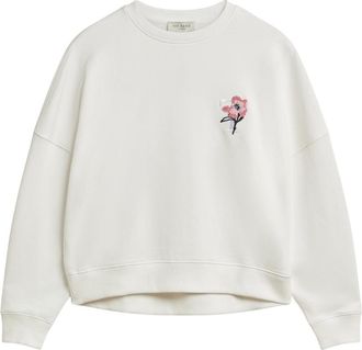 Ted Baker Janettt Pullover Mit Gesticktem Logo, Ballon&auml;rmeln, Elfenbeinfarben