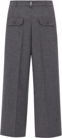 Patrizia Pepe Tailored Grey Flannel Lyocell Trousers - Gray