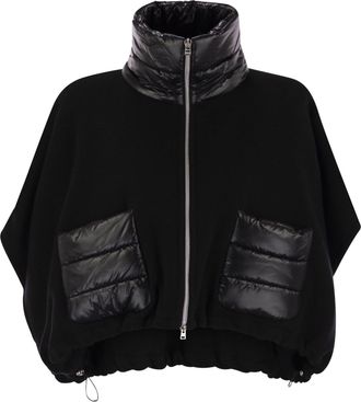 Herno Resort Poncho In Wool And Cashemre With Ultralight Nylon Details