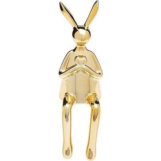 Kare Design Design Deko Figur Sitting Rabbit Heart, Gold, Hase, Keramik, Handgearbeitet, Unikat, 29x10x12cm (H/B/T)