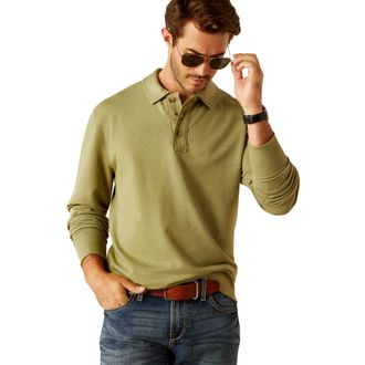 Ariat Mens Wilton Sweatshirt Long Sleeve in Oil Green Heather, Size 2X-Large, by Ariat