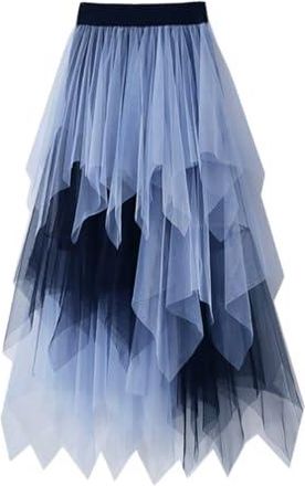 Generic 2026 Robe de mariée sans os à ourlet long jupon jupe tutu, bleu, XXL