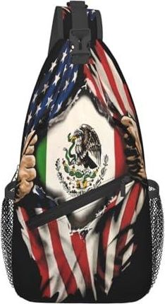 Generic Am&eacute;ricain, Racines Mexicaines, Amour Du Drapeau Mexicain Sac &Agrave; Dos Bandouli&egrave;re Pratique Sacoche Epaule L&eacute;ger Sac Poitrine Pour Camping Voyage Femme