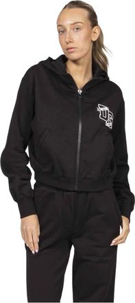 Dolce & Gabbana Femme, Sweatshirts et sweats &agrave; capuche, Noir, Taille: 38 FR Felpa cappuccio in ciniglia di cotone