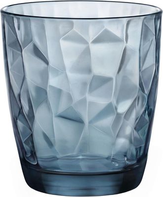 Bormioli Rocco Gläser Set Diamond 6 Stück (Farbe Ocean blau, Trinkgläser 305 ml, spülmaschinenfest, Wasserglas, für Cocktails / Wasser)