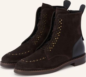 Pertini Schn&uuml;rboots Mit Nieten braun