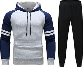 Generic Surv&ecirc;tement de sport pour homme - Tenue de sport pour homme - Automne et hiver - Deux combinaisons de sport - Rayures ray&eacute;es - Pantalon - Pour la marc