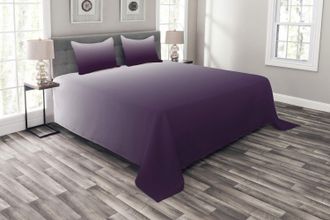 Abakuhaus Aubergine Tagesdecke Set, Ombre, Set mit Kissenbez&uuml;gen Waschbar, f&uuml;r Doppelbetten 264 x 220 cm, Aubergine Wei&szlig;