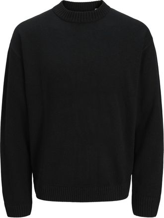 Jack & Jones Male Strickpullover Einfarbig Strickpullover, Farbe:Schwarz, Größe:L