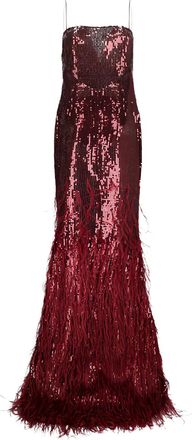 Retrof&ecirc;te robe longue Odessa &agrave; sequins - Rouge