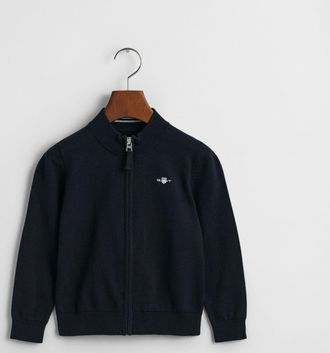 GANT Kinder Shield Strickjacke aus Baumwolle mit Reißverschluss (122/128) EVENING Blau