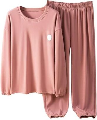 Generic Ensemble de pyjama &agrave; manches longues pour femme, ensemble de pyjama en coton coton, v&ecirc;tements de d&eacute;tente, v&ecirc;tements de nuit doux, col rond, pull, swea
