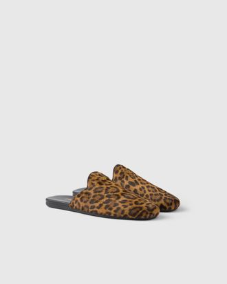 Prada Mules aus Leder mit Leoparden-Print