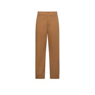 Moncler Moncler Pantalon En Gabardine De Coton M&eacute;lang&eacute;, Homme, Marron, Taille: 46