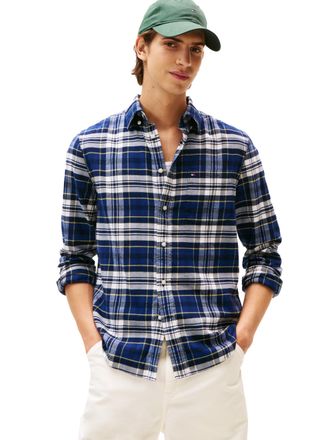 Tommy Hilfiger Lang&auml;rmeliges Herrenhemd mit Knopfleiste und Schottenkaro, Normale Passform, Preppy Navy/Karo, L