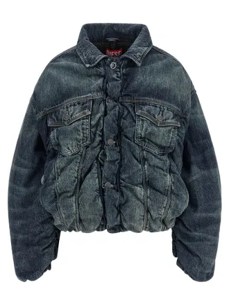 Diesel Shearling-Collar Denim Jacket - Blue