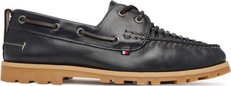 Tommy Hilfiger Halbschuhe Tommy Hilfiger Hilfiger Braided Lth Boat Shoe FM0FM05892 Dunkelblau
