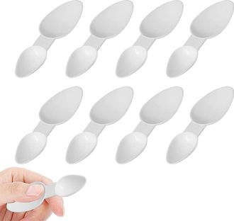 Generic 8 Stück 5 ml/2,5 ml doppelseitige Kunststofflöffel, wiederverwendbare Medizinlöffel für Medizin, Müslipulver, Milchpulver, Kaffeepulver, Waschpulver, 