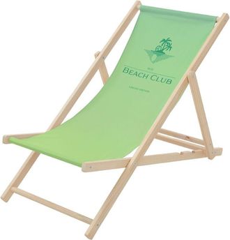 ECD Germany ECD Germany Chaise longue chilienne pliante motif beach club couleur vert en bois de pin jusqu&agrave; 120 kg dossier r&eacute;glable 3 positions de couchage
