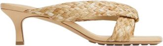 Bottega Veneta Femme, Chaussures, Jaune, Taille: 39 EU Sandales &agrave; Talons en Raphia Tress&eacute;