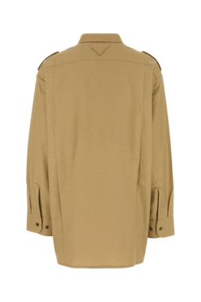 Prada Womens Cotton Overshirt Shirt Beige Trochusniloticus