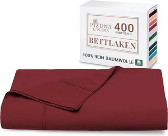 Pizuna 400 Fadenzahl Baumwolle bettlaken 230x280cm Rio-Rot,100% Langstapelige Baumwolle betttuch Weiche mako Satin, bettlaken ohne Gummizug (100% Baby blau B