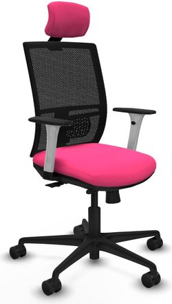 Piqueras y Crespo Computerstuhl Rosa Yunquera mit wei&szlig;en und schwarzen Armlehnen, h&ouml;henverstellbare Lendenwirbelst&uuml;tze und h&ouml;henverstellbares Kopfteil, Schwarz/Rosa