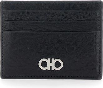 Ferragamo Homme, Accessoires, Noir, Taille: ONE Size Porte-cartes avec plaque Gancini