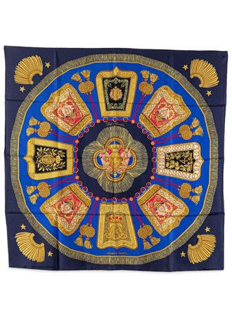 Hermès foulard Poste et Cavalerie en soie 20e siècle - Bleu