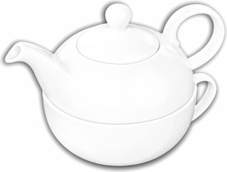 Wilmax England Wilmax | OLIVIA Porzellan Teekanne | Tasse und Stövchen | 2-in-1 | 375/340 ml | Praktisch | Ergonomisch | Für den Teekenner | Für die Spülmaschine und