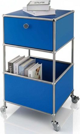 Floordirekt Metallregal Concept Epure MK-145 3-stöckiger Rollcontainer mit Schublade & Ablagen Blau