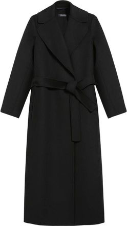 Max Mara Femme, Manteaux, Noir, Taille: 42 FR Manteau Noir en Laine Coupe Droite