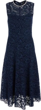 Pla&icirc;n Plain, Femme, Robes, Bleu, Taille: 38 FR Lace Sleeveless Dress