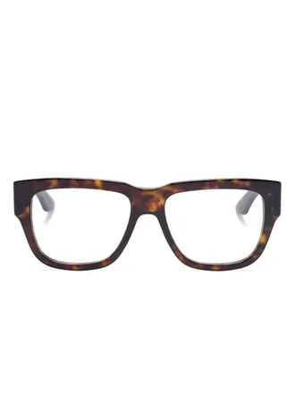 Alexander McQueen Eyewear lunettes de vue à monture carrée - Marron