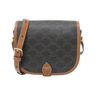 Celine Pre-owned Sac bandouli&egrave;re Folco Medium Trionf en toile et cuir de veau - Femme - Pre-owned - Brun - Taille: ONE Size