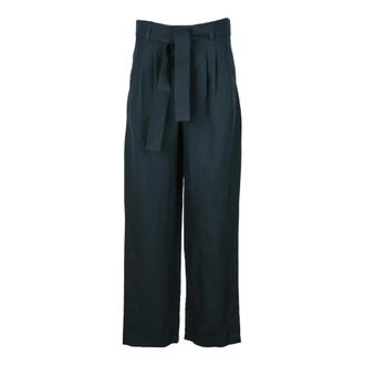Woolrich Klassische hoch taillierte Leinenhose - - Trousers - Damen - Blau - XS