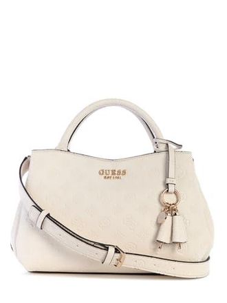 Guess Phoebe Girlfriend Satchel Bag Creme White Logo