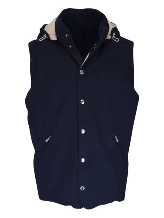Brunello Cucinelli gilet &agrave; capuche - Bleu